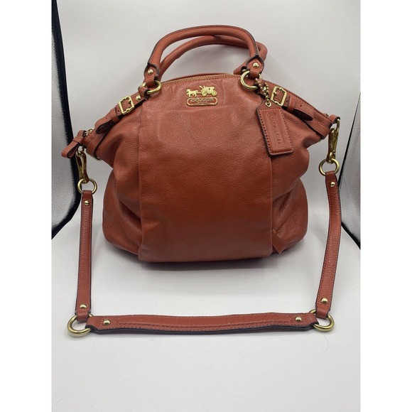 Coach | Bags | Coach Madison Copper Orange Leather Hobo Crossbody Bag ...